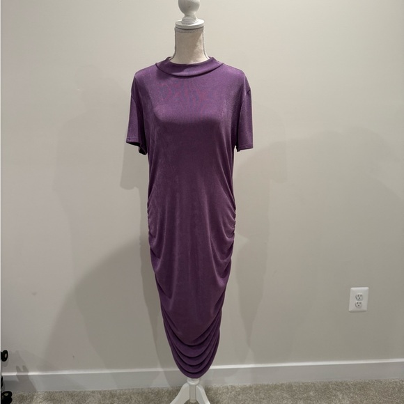 Madrag | Dresses | Purple Asymmetrical Ruched Midi Dress | Poshmark